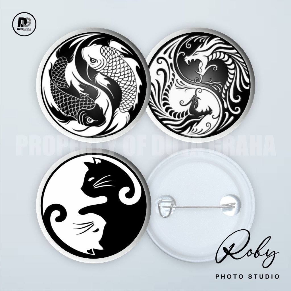 Jual [PIN PRESS] YIN YANG Pin Bros Aksesoris Souvenir KUCING KOI NAGA ...