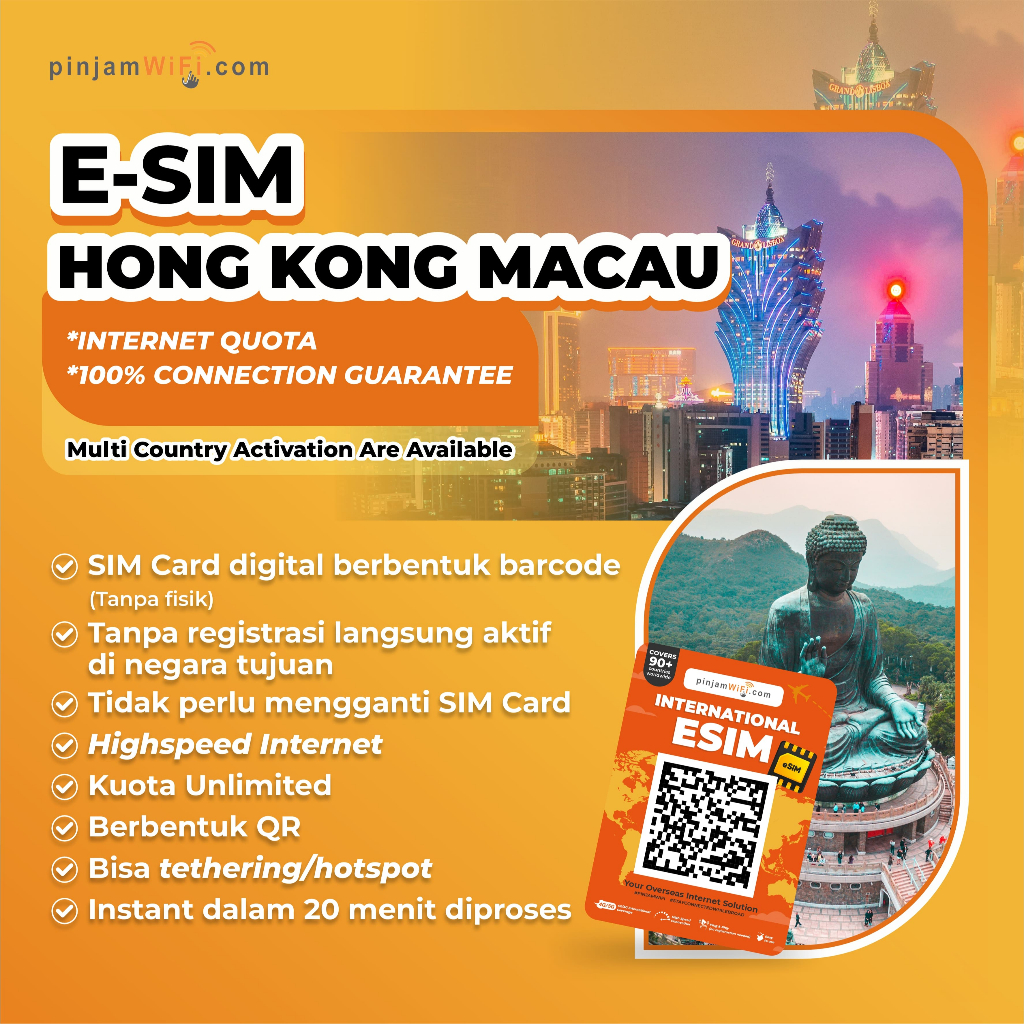 Jual PINJAM WIFI e-SIM Hongkong Macao Internet Total Quota I ESIM Makau ...