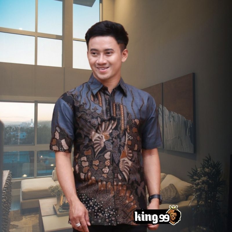 Jual Batik Pria Lengan Pendek Halus Terbaru Kenari Abu Manuk Tarung ...