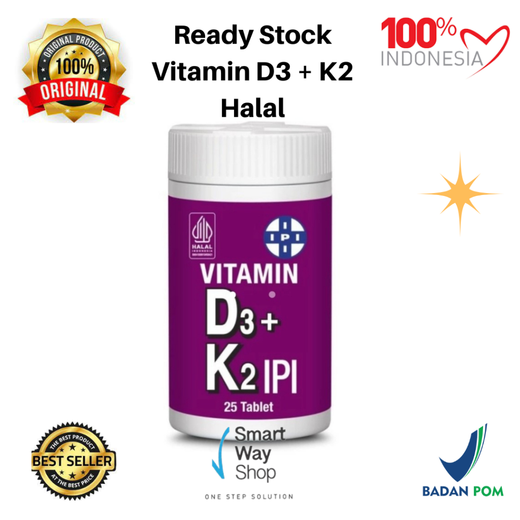 Jual Vitamin D3 K2 IPI isi 25 Tablet HALAL ORI BPOM | Shopee Indonesia