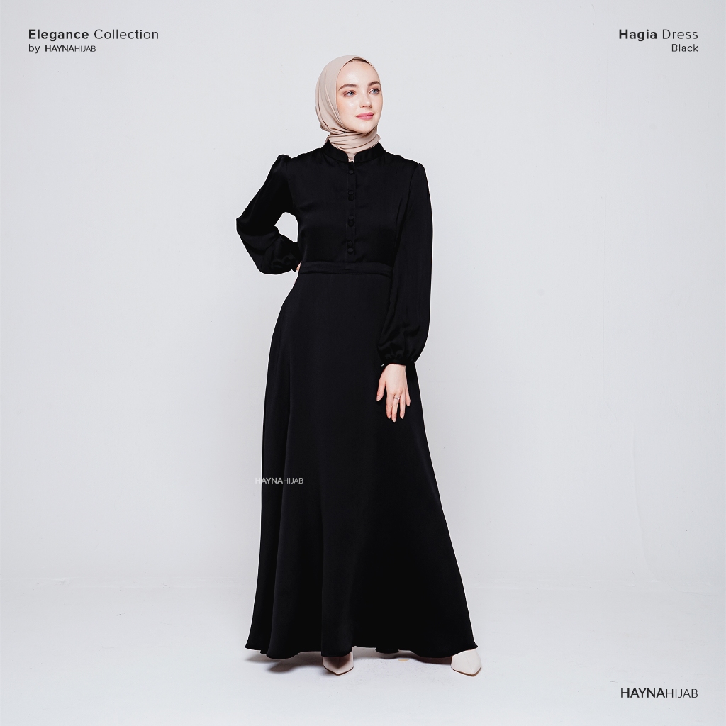 Jual HAYNA Hagia Dress (Black) - Dress Kondangan Daily Dress Busui ...