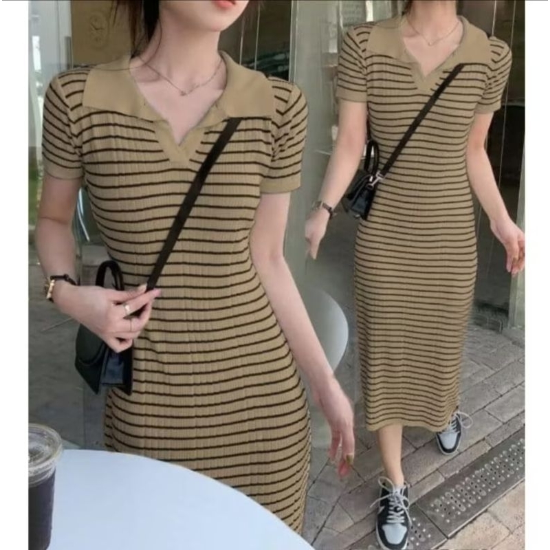 Jual DRES RAJUT SALUR KERAH /LONGDRES/BODYCONT/TERBARU | Shopee Indonesia