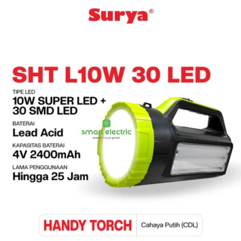 Jual Surya Senter Tangan 10 Watt 30 LED Besar Lampu Emergency ...