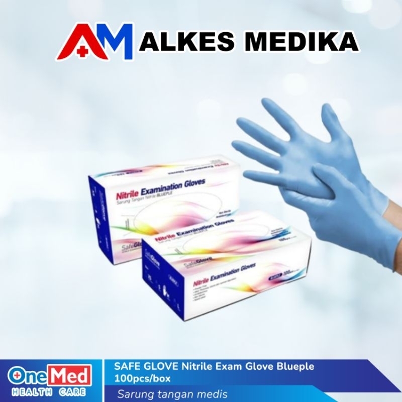 Jual SAFE GLOVE Nitrile Exam Glove Blueple 100pcs/box / Sarung tangan nitril / safeglove ...