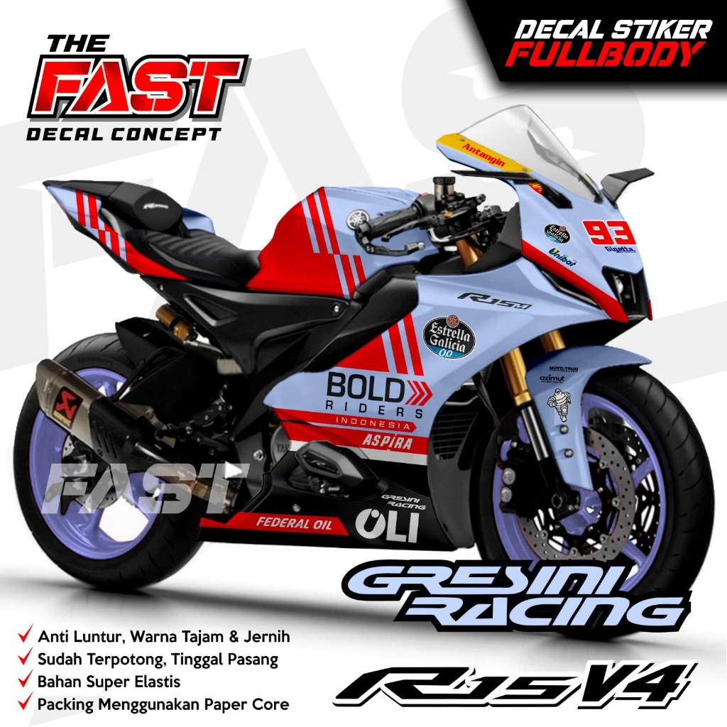 Jual BISA COD Decal Sticker R15 V4 Fullbody Stiker Decal Motor R15 v4 ...