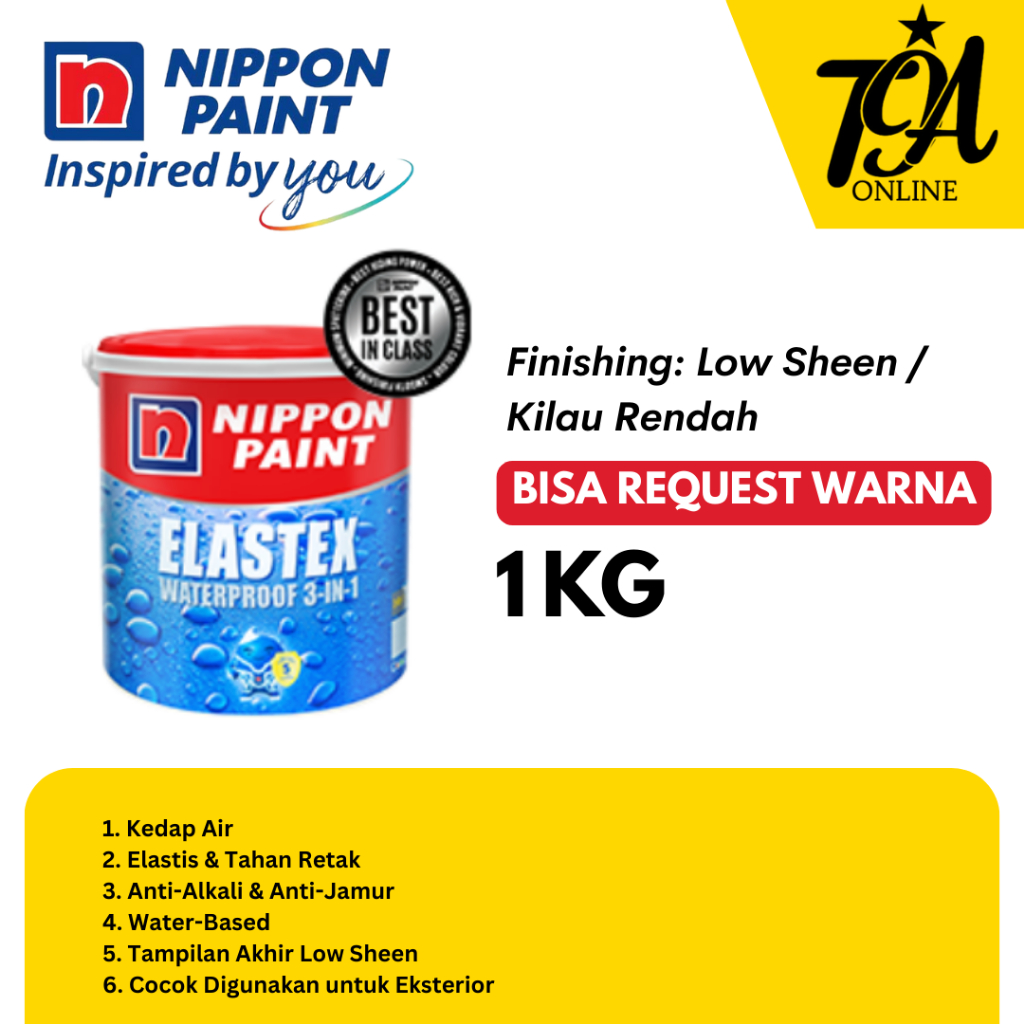 Jual Cat Pelapis Anti Bocor Nippon Paint Elastex 3 in 1 Waterproof Tinting Color 1 KG | Shopee ...