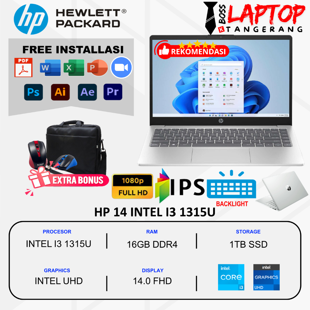 Jual laptop Hp 14 Intel Core i3 GEN 13 16GB 1TB SSD 14 FHD IPS Win11 ...