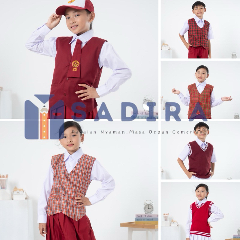 Jual ROMPI / VEST SD RAJUT, POLOS, KOTAK-KOTAK | Shopee Indonesia