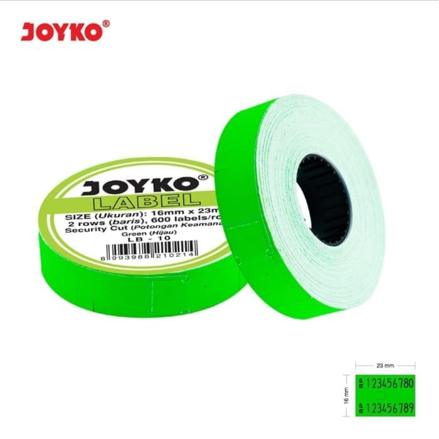 Jual JOYKO LB-10 / LABEL ROLL HARGA / 2 BARIS / HIJAU / 1 SLOP | Shopee ...