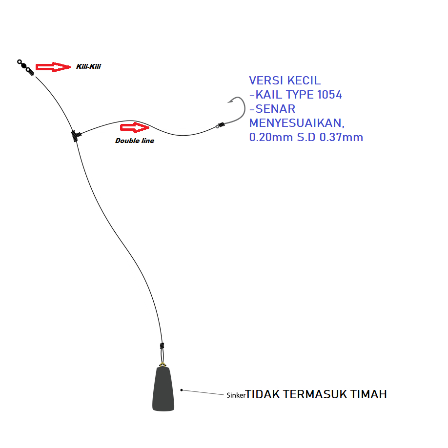 Jual Ukuran Kecil Rangkaian Kail Pancing Type 1054 Dasaran Timah Bawah ...