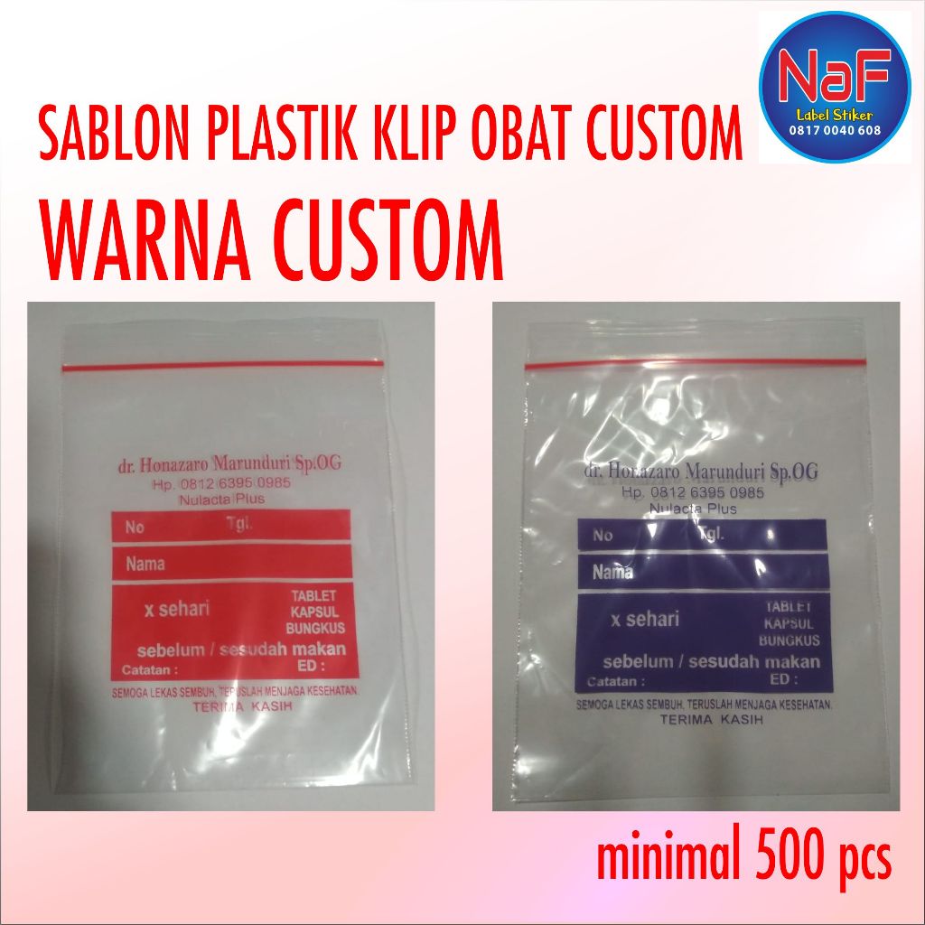 Jual Plastik klip obat 11x17 sablon custom nama apotek klinik | Shopee ...
