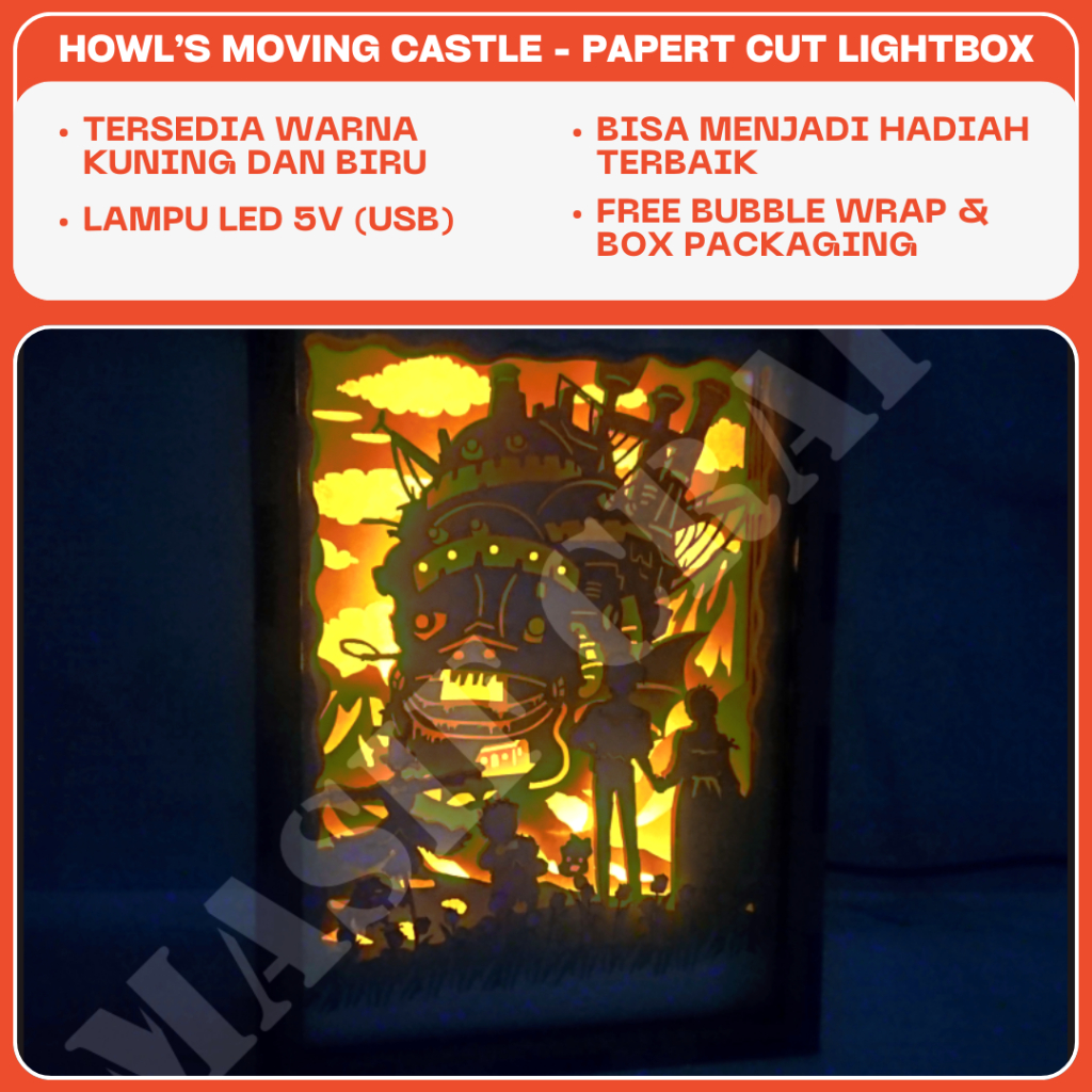 Jual Papercut Art Lightbox LED Anime Ghibli - Howl's Moving Castle ...