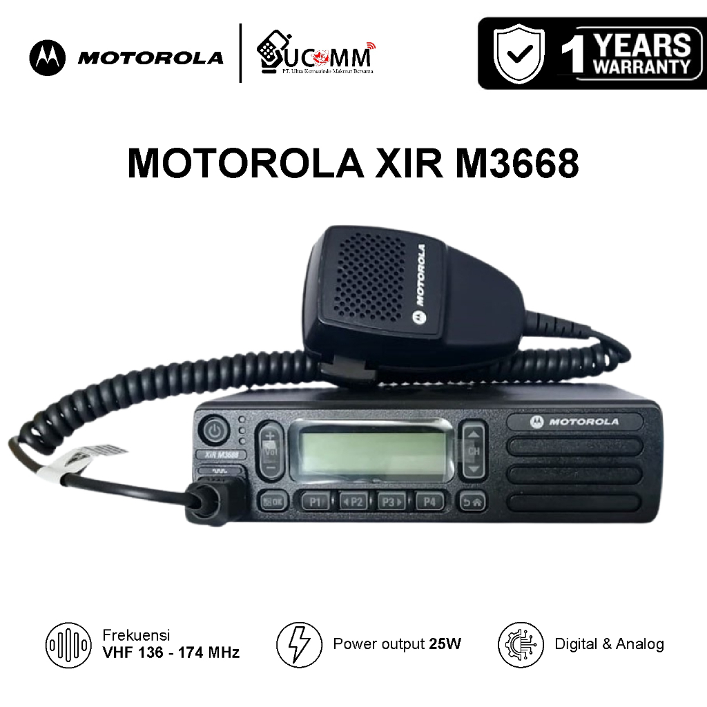 Jual MOTOROLA Xir M3688 M 3688 XIRM3688 25 Watt VHF 136 -174 MHz Radio Rig Digital & Analog ...