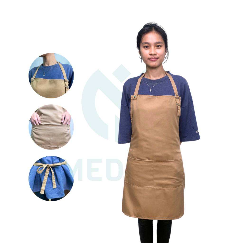 Jual celemek apron masak chef barista cafe drill cotton katun tebal ...