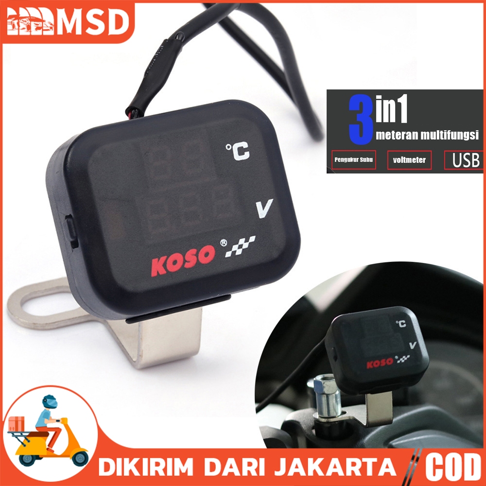 Jual Volt Meter Koso 3 in 1/Voltmeter 3 in 1 Koso Usb Anti Air Original/Voltmeter 3in1 Charger ...