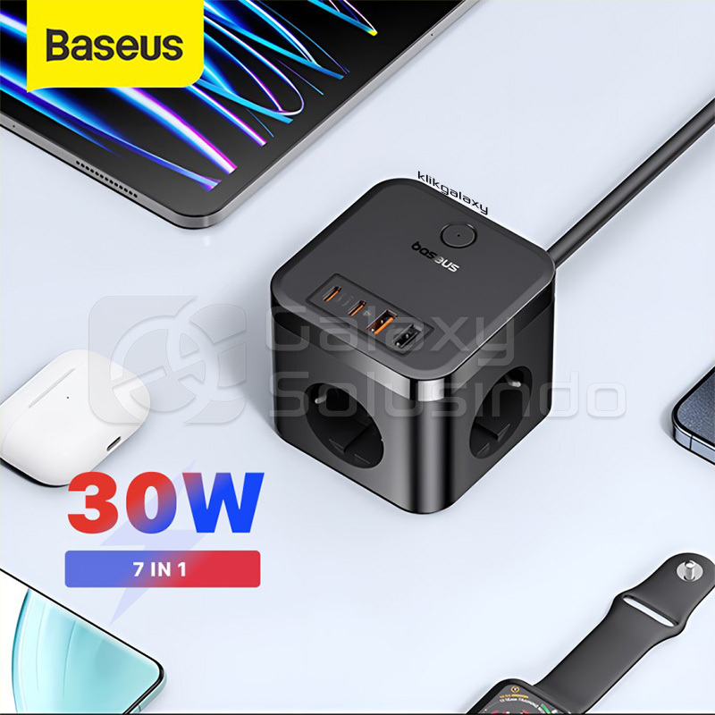 Jual BASEUS POWERCOMBO CUBE CABLE POWER To 7IN1 AC USB Type-B Type-C ...
