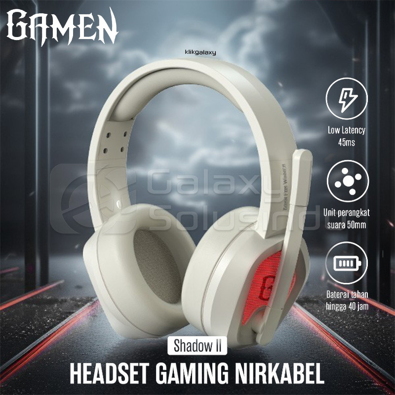 Jual GAMEN SHADOW II Wireless Bluetooth Gaming Headset - Creamy White ...