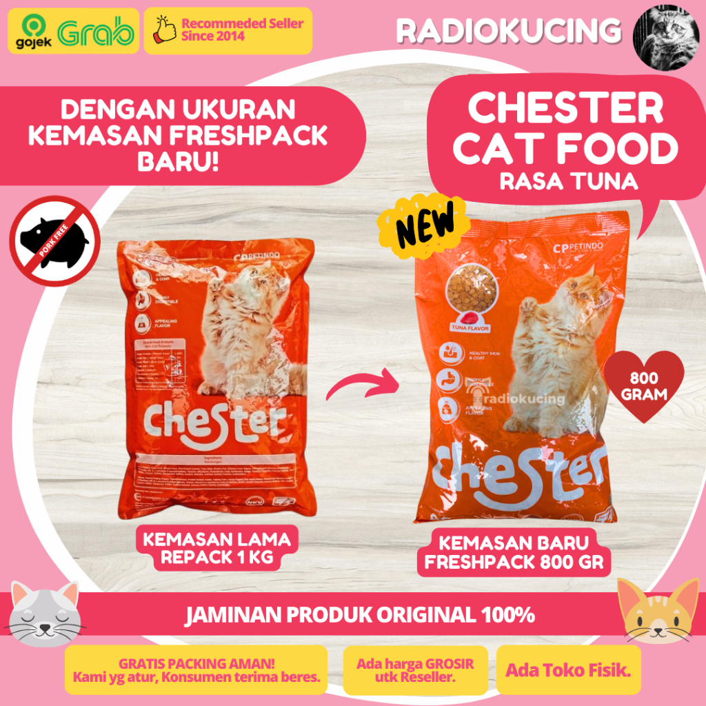 Jual CHESTER Cat Food TUNA Makanan Kucing [ JUWIES RADIO KUCING ...