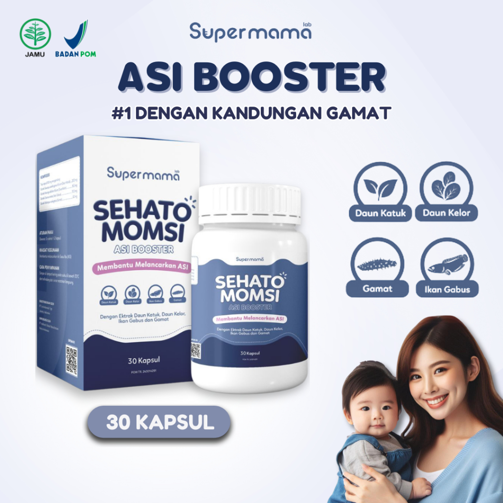 Jual Supermama Lab ASI BOOSTER SEHATO MOMSI 30 caps Pelancar Asi BPOM | Fenugreek Free | Shopee ...