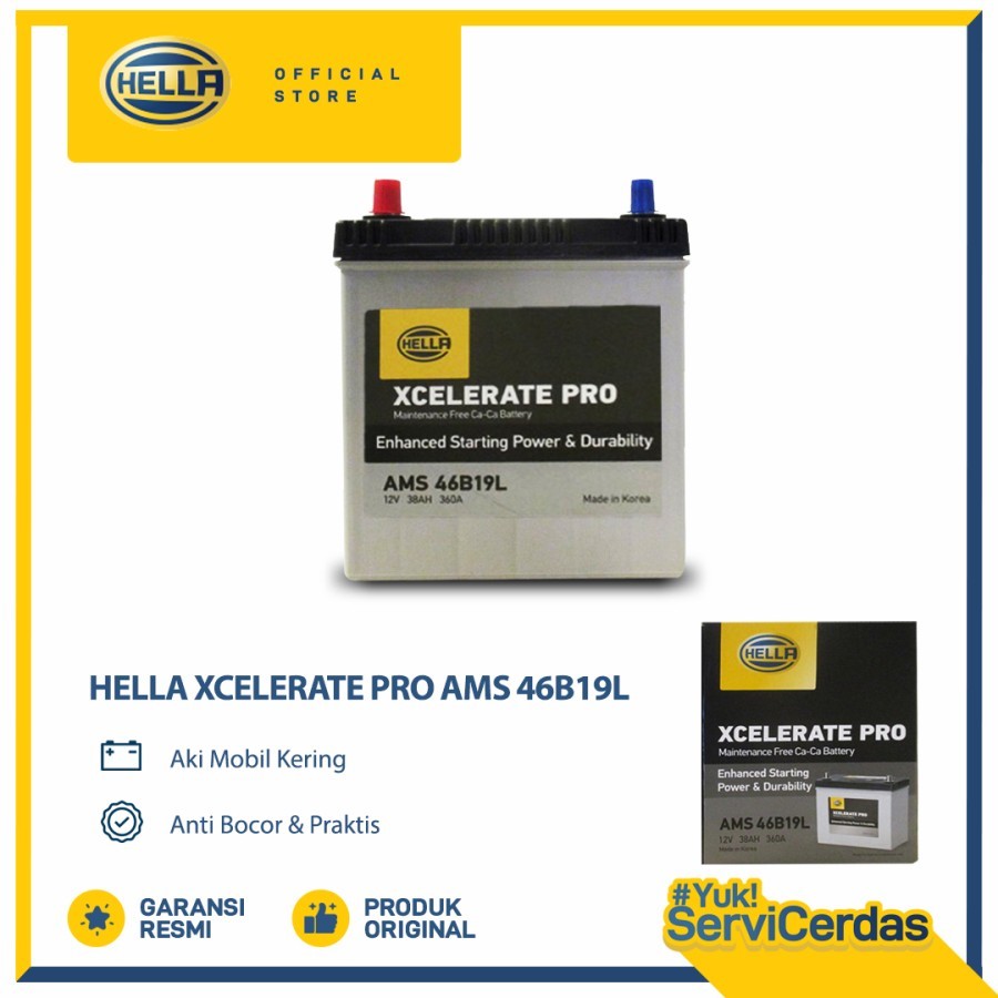 Jual HELLA Aki Mobil XCELERATE PRO AMS 46B19L - Aki Mobil Kering | Shopee Indonesia