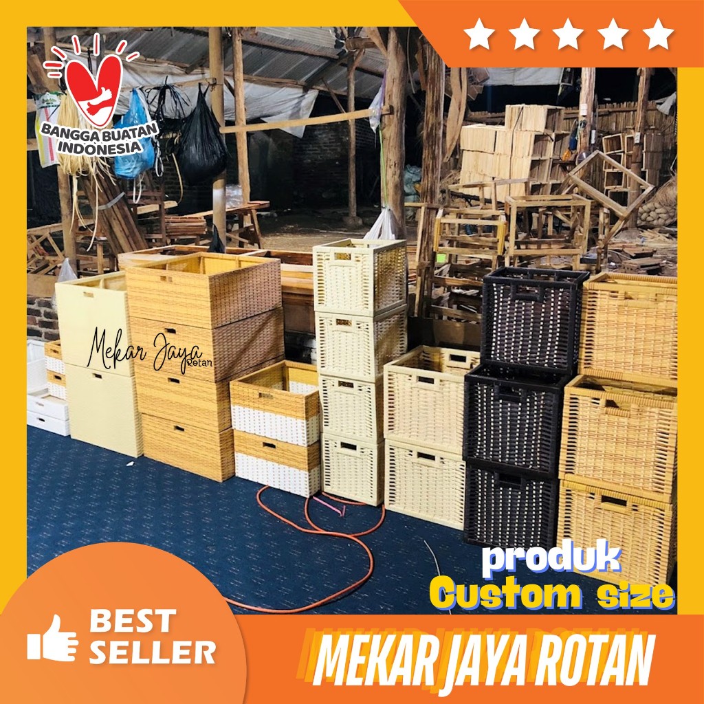 Jual Box custom size/ Keranjang anyaman Rotan sintetis serbaguna ...