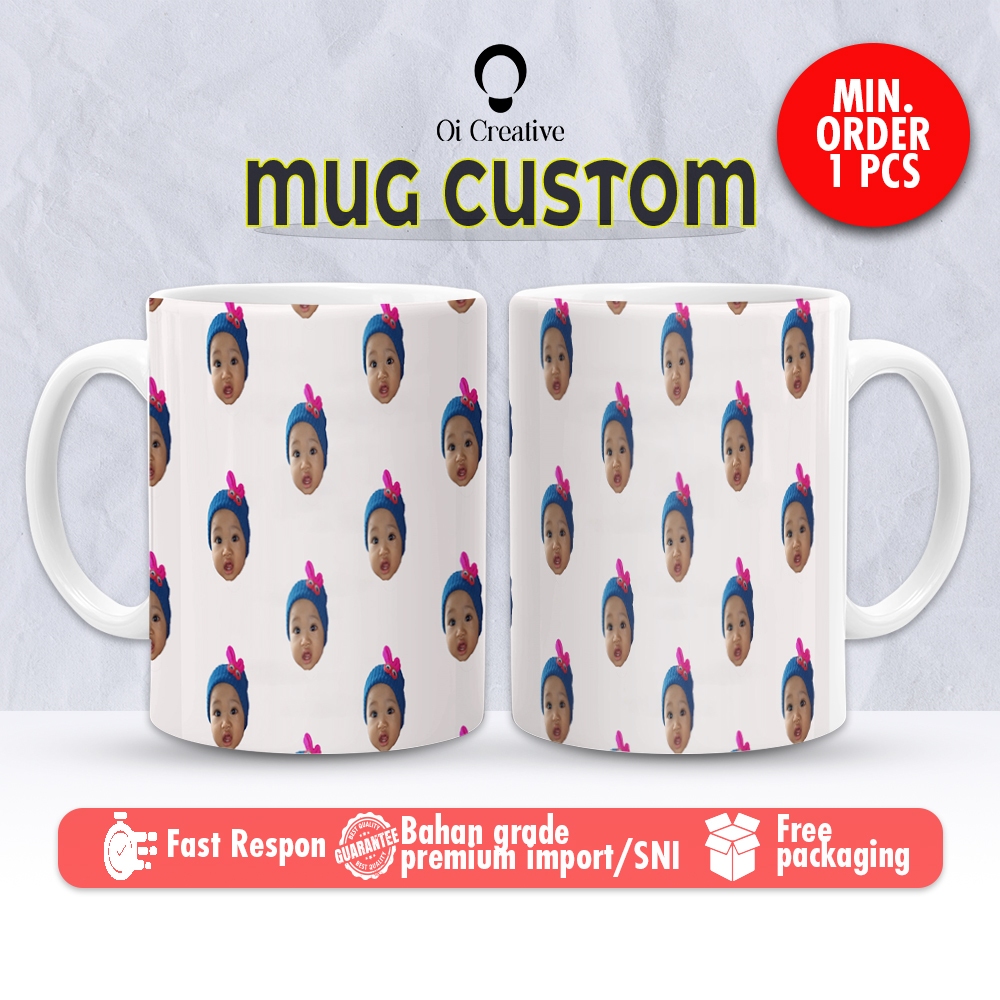 Jual Mug Custom Pattern Face Lucu Kado Hadiah Mug Souvenir Merchandise ...