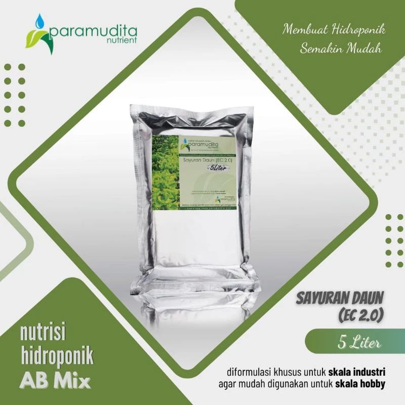 Jual NUTRISI AB MIX DAUN PARAMUDITA NUTRIENT 5L HIDROPONIK | Shopee ...