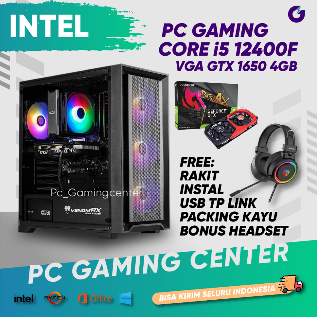Jual PC Gaming GTX 1650 Core i5 12400F Ram 16GB Hdd 1 Tera Ssd 256GB PC Rakitan Gaming Cpu ...