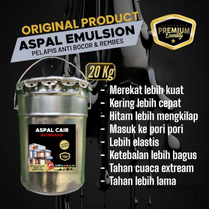 Jual ASPAL CAIR 20 KG (KEMURNIAN ASPAL 100%) aspal waterproofing ...