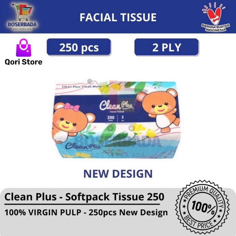 Jual Qori Store - Tisu Clean Plus Isi 250 Sheet / Tisu Wajah Soft 1 ...