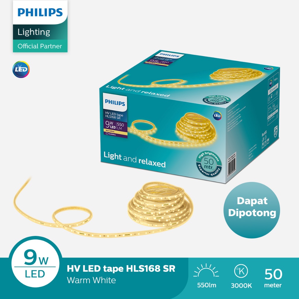 Jual Lampu Philips LED Strip HLS168 9W/M 50M 3000K Kuning | Shopee ...