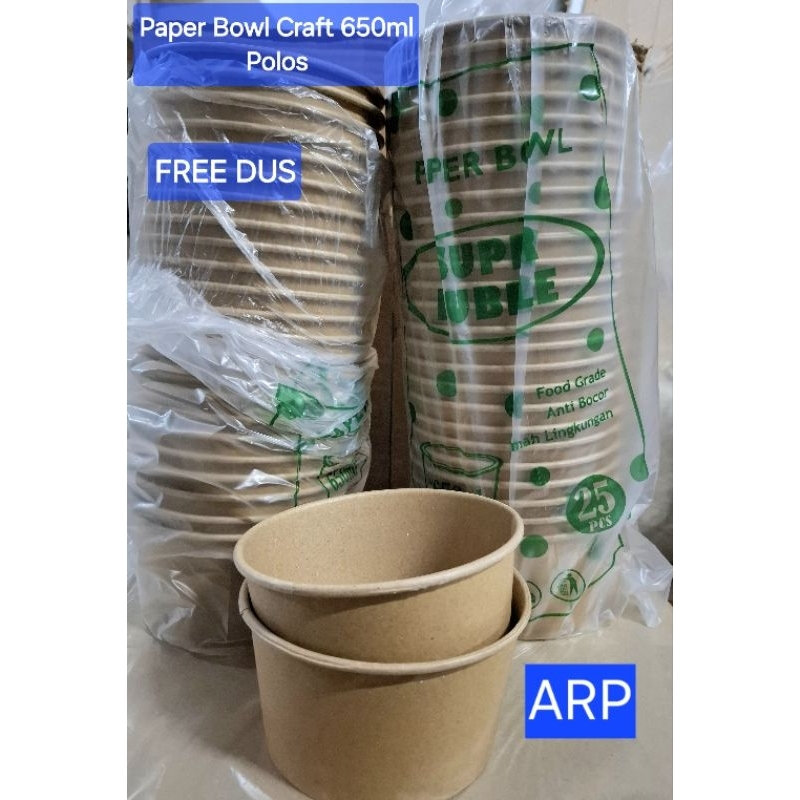 Jual Paper Bowl CRAFT 650ML HARGA MANGKOK SAJA/Paper Bowl Coklat-CRAFT ...