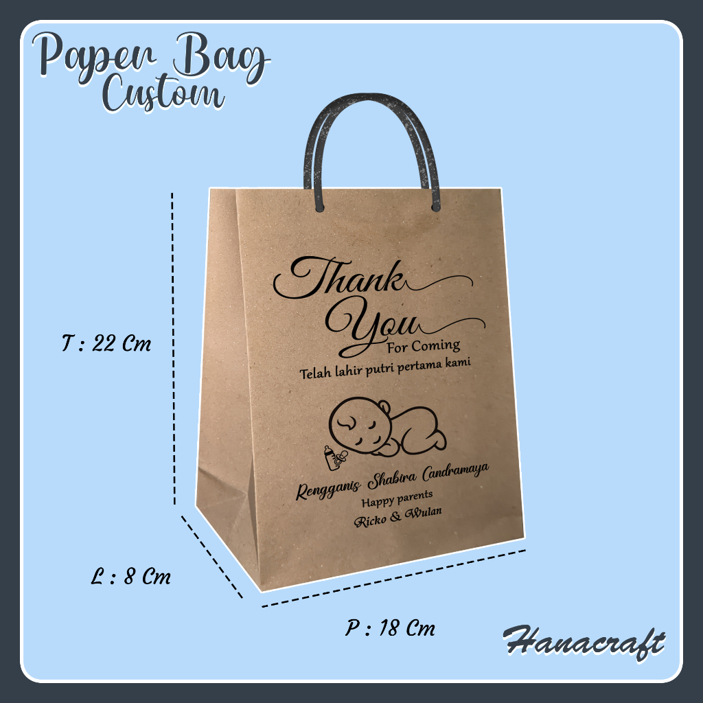 Jual Paper Bag Custom "18*8*22" | Polos / Sablon | Free Desain | Proses ...
