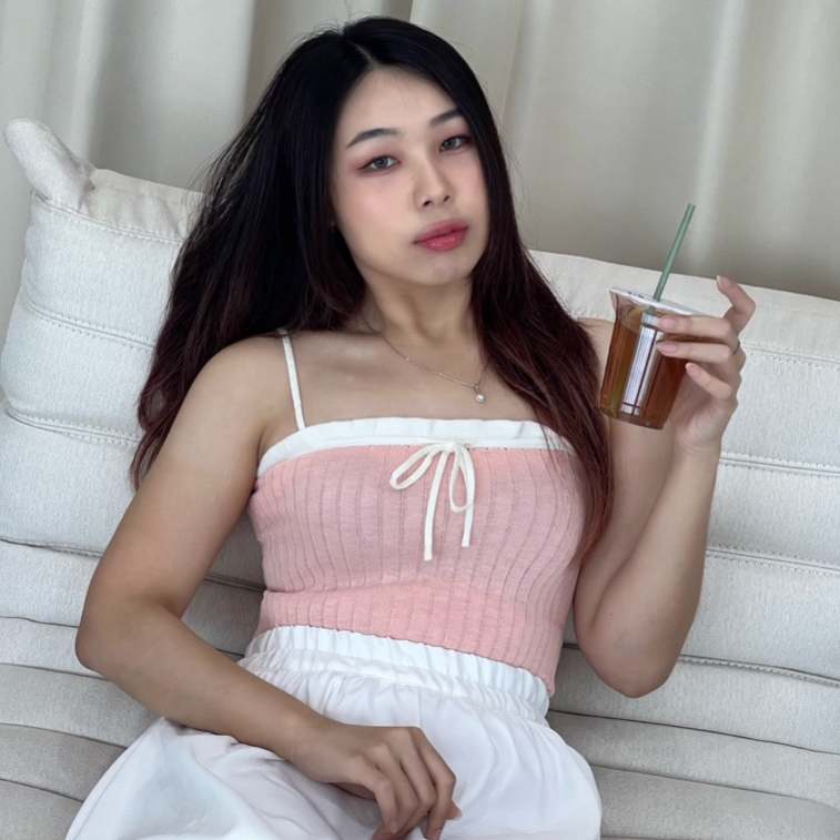 Jual Freesia Top Wanita Tanktop Rajut Coquette Core Korean Style ...