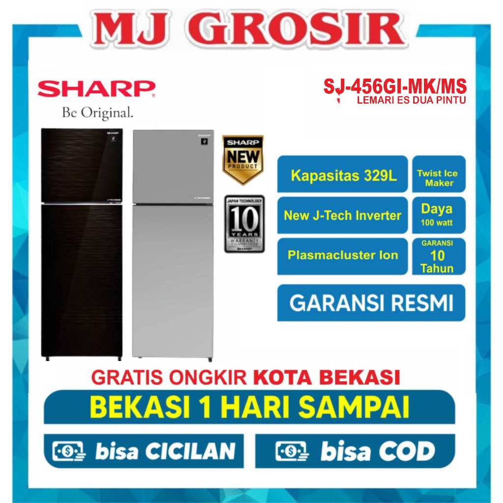 Jual KULKAS SHARP SJ 456 GI-MK / SJ 456 SI-GK LEMARI ES 2 PINTU INVERTER | Shopee Indonesia
