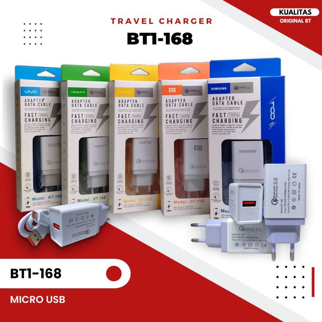 Jual Casan Charger 18w BT-168 Real 3A Type C Micro USB | Shopee Indonesia