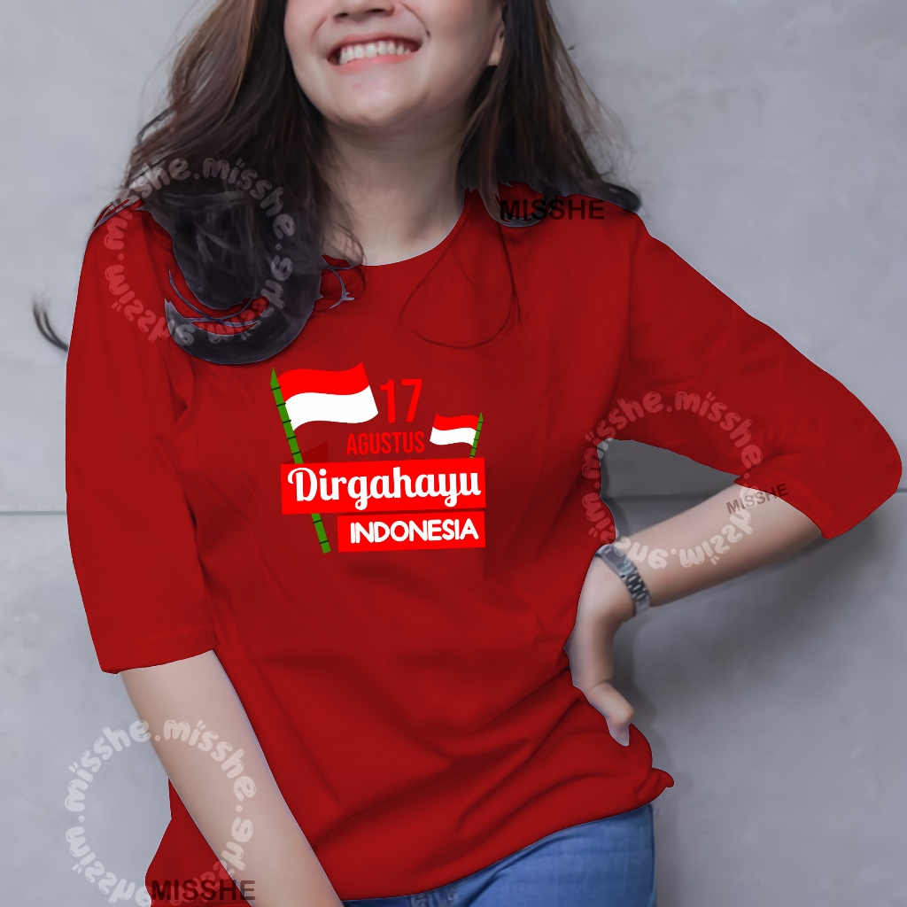 Jual COD ID - Tshirt Raglan 3/4 Motif DTF 17 Agustus 2024 Dirgahayu ...