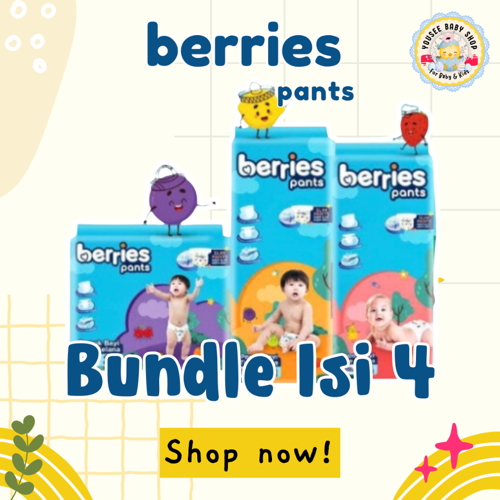 Jual Berries Pants BUNDLE ISI 4 Size M L XL Twinpack Popok Bayi Sekali Pakai Tipe Celana ...
