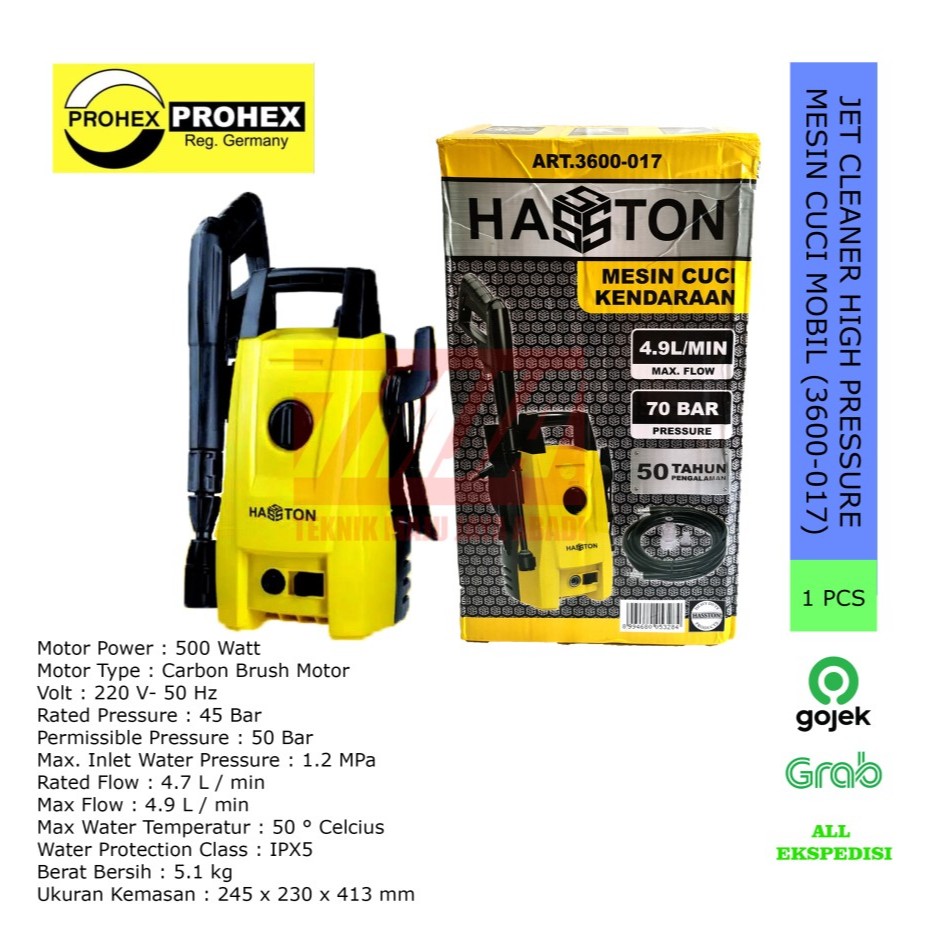 Jual PROHEX HASSTON Mesin Cuci Mobil / Jet Cleaner 3600-017 | Shopee ...