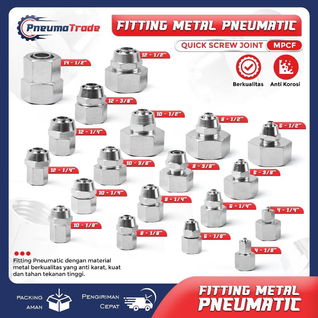 Jual FITTING METAL PNEUMATIC LURUS DRAT DALAM MPCF | Shopee Indonesia