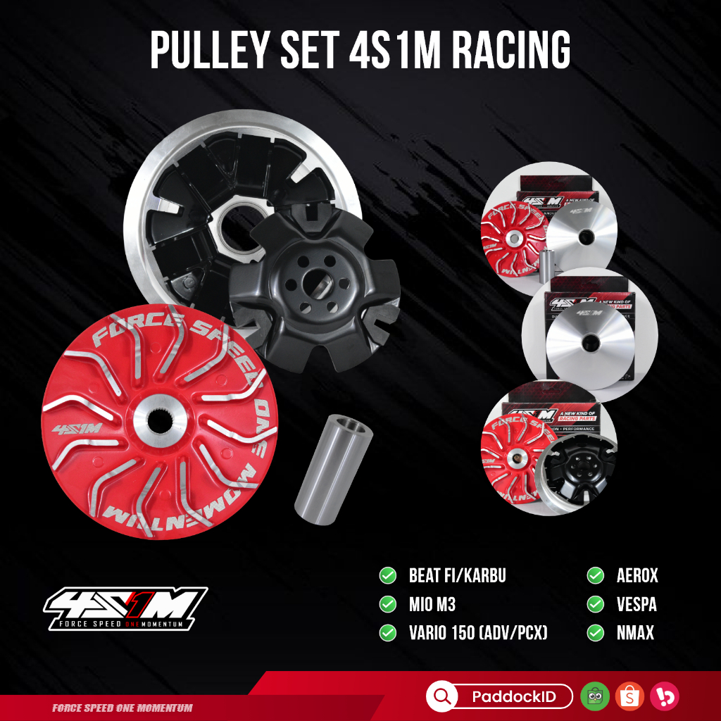 Jual PULLEY SET 4S1M RACING BEAT FI/BEAT KARBU/VARIO 150/ADV/PCX/VESPA ...
