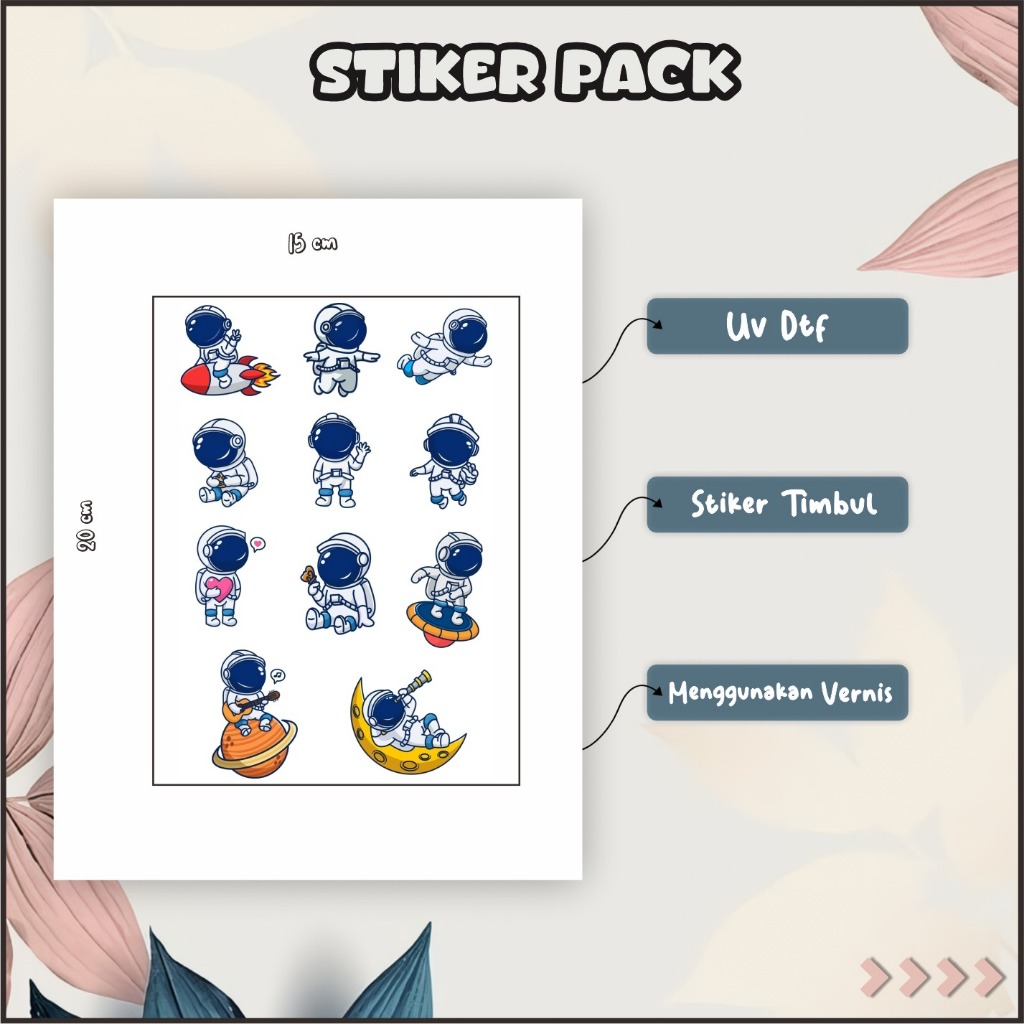 Jual Stiker Sticker Setiker Setikker Pack UV DTF Motif Astronot Luar ...