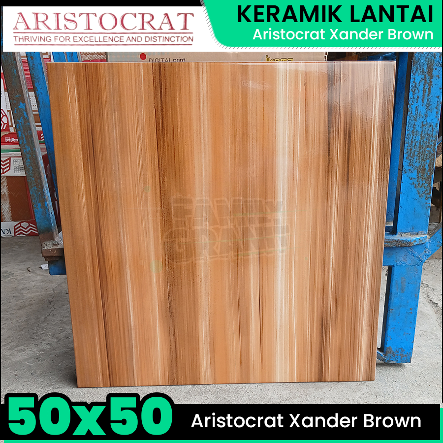 Jual Keramik Motif Kayu 50x50 Aristocrat Xander Brown Lantai Kamar/Teras Glossy | Shopee Indonesia