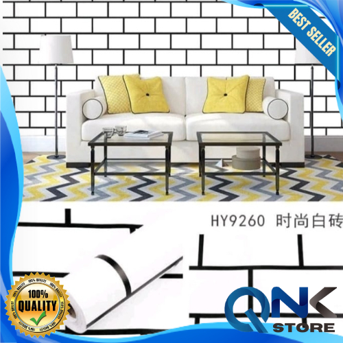 Jual Wallpaper Dinding Motif Bata Putih 45cm X 100cm Wallpaper Sticker ...