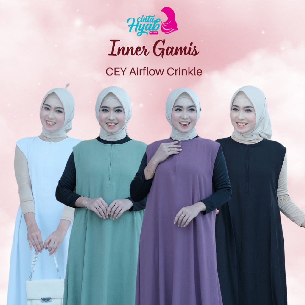 Jual Inner Dress Gamis Tanpa Lengan Polos Crinkle | Shopee Indonesia