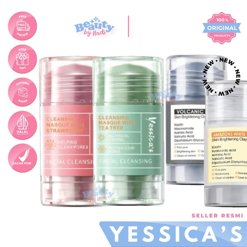 Jual BEAUTYBY.NADS | FYC YESSICA CLAY MASK TEA TREE STRAWBERRY VOLCANIC ...