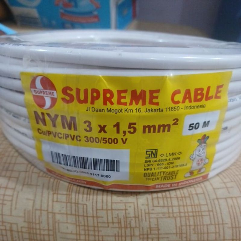Jual Kabel Kawat Tembaga NYM 3x1.5 Supreme Putih Termurah Rol 50meter | Shopee Indonesia