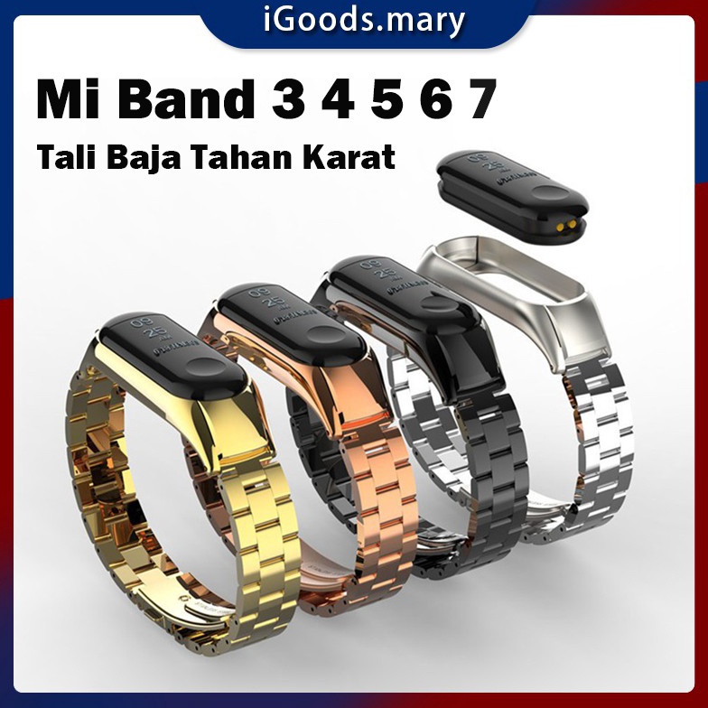 Jual KODE F95S Mi band Metal Strap Xiaomi Band 3 4 5 6 7 Gelang Stainless Steel | Shopee Indonesia