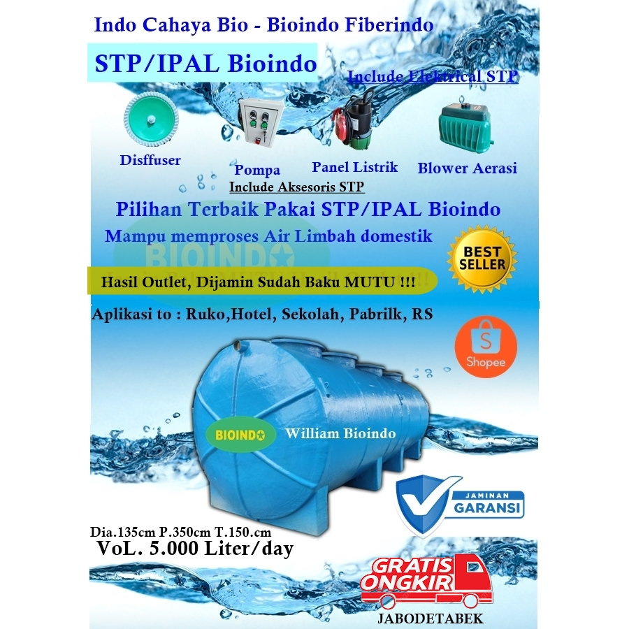 Jual SEPTIC TANK BIOINDO 5.000 LITER PER DAY, STP IPAL BIOINDO | Shopee ...