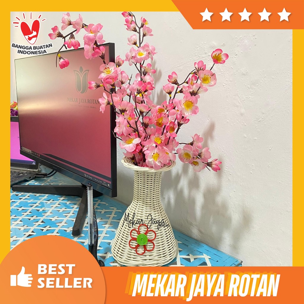 Jual Vas Bunga /vas lucu/ vas unik/ aesthetic vas anyaman rotan ...